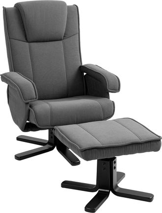 HOMCOM Relaxsessel mit Hocker, 360&deg;drehbarer Fernsehsessel mit Verstellbar R&uuml;ckenlehne, Liegefunktion, TV-Sessel mit Samtoptik, Kopfst&uuml;tze f&uuml;r Wohnzimmer, Du