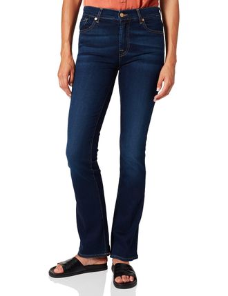 7 For All Mankind Damen Bootcut Rinsed Blue Jeans, Dark Blue, 25W 30L EU
