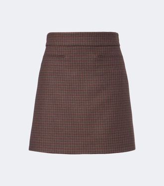 Gucci Mini-jupe en laine m&eacute;lang&eacute;e &agrave; carreaux