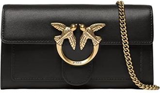 Pinko Wallet, Love One Portefeuille C Vitello SETA Femme, Z99Q_Nero-Antique Gold
