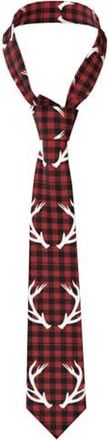 Generic Cravate Tartan &Eacute;cossais Rouge Et Noir &Agrave; Motif De Bois De Cerf Tendance Tie Confortable Cravates Homme Pour F&ecirc;te Accessoires C&eacute;l&eacute;brations