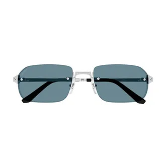 Cartier CT0460S Metal Rectangle Sunglasses - Silver