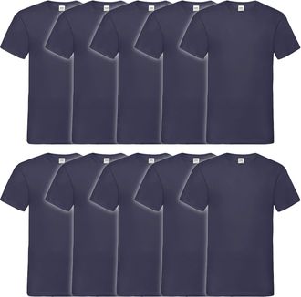 Fruit Of The Loom Valueweight Herren-T-Shirt, V-Ausschnitt, 10 St&uuml;ck Gr. XXL, Navy