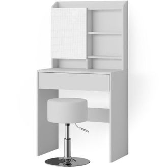 Vicco Coiffeuse Laura, Blanc, 70 cm avec tabouret