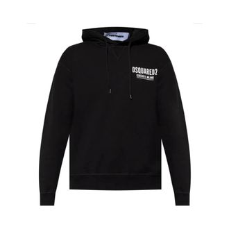 Dsquared2 Schwarzer Logo-Print Hoodie Italienische Herstellung - - Sweatshirts & Hoodies - Herren - Schwarzk - S