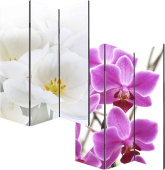 Mendler Foto-Paravent Paravent Raumteiler Trennwand M68-180x120cm, Orchidee