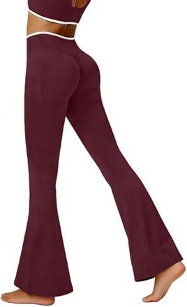 Generic Legging de yoga avec design contrast&eacute;, jambes &eacute;vas&eacute;es et taille pour femme, extensible, confortable et sportif. Pantalon de fitness pour femme 7/8, Br