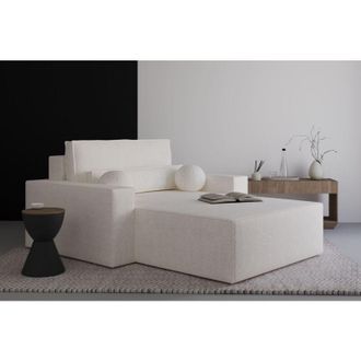 E-MEUBLES Elegante und bequeme Chaiselongue aus Boucl&eacute; f&uuml;r Wohnzimmer, modernes Design und Komfort - Chaiselongue DENVER - Creme (Anthology 20)