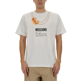 Moschino Homme, Tops, Blanc, Taille: XL Colazione T-Shirt