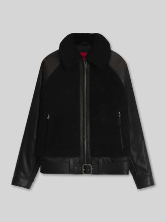 HUGO BOSS Lederjacke aus Lammnappa mit Tailleng&uuml;rtel