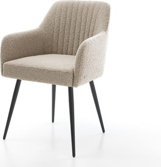 DELIFE Esszimmerstuhl Greg-Flex Boucl&eacute; Schlamm 4-Fu&szlig; konisch Schwarz Taschenfederkern, Esszimmerst&uuml;hle