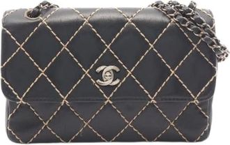 Chanel Sac bandouli&egrave;re en cuir dagneau Wild Stitch Pr&eacute;-appartenant - Femme - Pre-owned - Noir - Taille: ONE Size