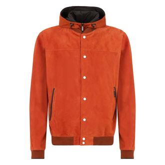 Moorer Homme, Vestes, Orange, Taille: 2XL Leather Jacket