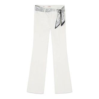 Oltre Schlaghose mit Schal - - Trousers - Damen - Wei&szlig; - 4XL