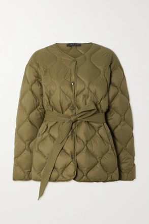 Rag & Bone Rudy Daunenjacke Aus Gestepptem Shell Mit Bindeg&uuml;rtel - Gr&uuml;n