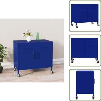 vidaXL Armoire de rangement Bleu marine 60x35x56 cm Acier - Meuble De Rangement - Armoire De Rangement - Armoire M&eacute;tallique - Meuble Acier - Rangement