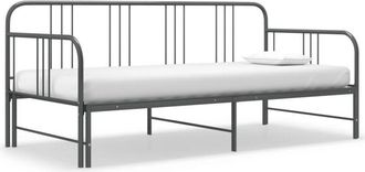 vidaXL Cadre de canap&eacute;-lit extensible Gris M&eacute;tal 90x200 cm