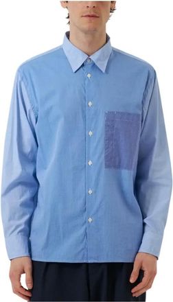Universal Works Homme, Chemises, Bleu, Taille: M Fil A Fil Mixed Square Pocket Shirt