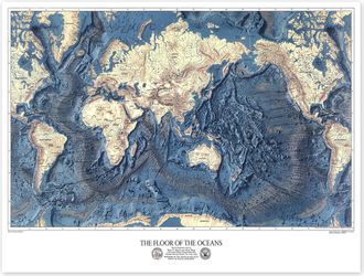 Posterlounge Relief des Meeresbodens (Englisch) Poster von Vintage Educational Collection 90 x 70 cm Wandbilder Wanddeko