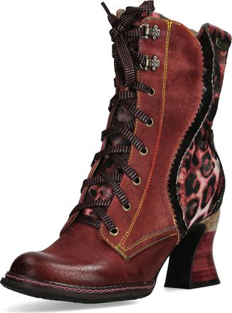 Laura Vita Damen Stiefelette mit Leder und Leo Muster Eleao 42, Gr&ouml;&szlig;e:38 EU, Farbe:Rot
