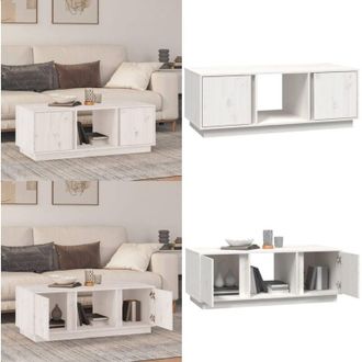 vidaXL Couchtisch Wei&szlig; 110x50x40 cm Massivholz Kiefer - Holz Couchtisch - Kiefernholz Couchtisch - Wei&szlig;er Couchtisch - Beistelltisch - Wohnzimmerstil - Home