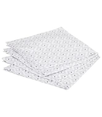 Atmosphera Atmosphera - Lot de 4 Serviettes de Table imprim&eacute;es Etnik - Gris - Coton 40x40 cm