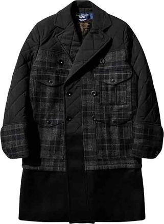 Junya Watanabe x Filson quilted check coat - Schwarz