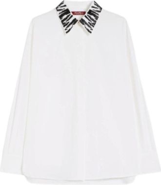 Max Mara Femme, Blouses et Chemises, Blanc, Taille: 38 FR Poplin Shirt