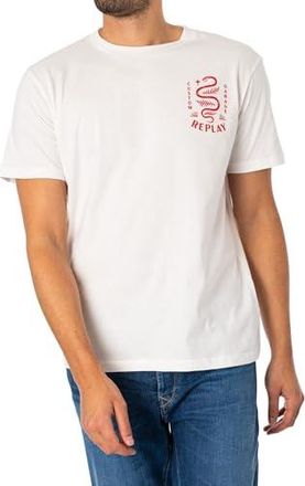 Replay Replay T-shirt à manches courtes en coton pour homme, blanc naturel 011 (blanc), M
