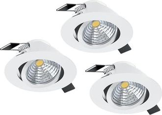 Eglo 3er Set LED Einbaustrahler Saliceto, dimmbare Deckenspots, Deckenstrahler flach rund, Aluminium in Wei&szlig;, neutralwei&szlig;, &Oslash; 8,8 cm