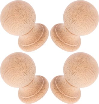 BESPORTBLE 4 St&uuml;ck Massivholz Treppenaufs&auml;tze Geschnitzte Holzpfosten Endkappen Unbehandelt 6x4cm Dekorative Zaunkappen f&uuml;r M&ouml;bel und Gardinenstangen Selbstgemac