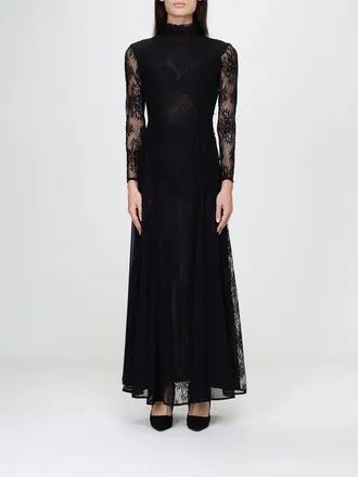 Hanita Langes Abendkleid aus Spitze mit Stehkragen und langen &Auml;rmeln