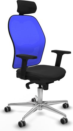 Piqueras y Crespo B&uuml;rostuhl mit 2D-Armen, h&ouml;henverstellbarer Lendenwirbelst&uuml;tze und h&ouml;henverstellbarem Kopfteil, Blau/Schwarz