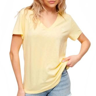 Superdry Femme, Tops, Jaune, Taille: 38 FR Slub Emb T-shirts pour femmes
