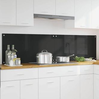 vidaXL K&uuml;chenr&uuml;ckwand Schwarz 100 x 50 cm Geh&auml;rtetes Glas vidaXL