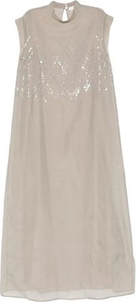 PANICALE Panicale, Femme, Robes, Beige, Taille: 38 FR Mock Neck Sequin Maxi Dress