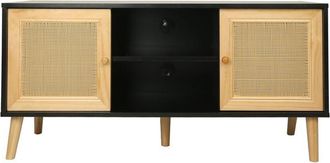 Habitat et Jardin Habitat Et Jardin - Meuble tv scandinave en cannage Iguane - 120 x 30 x 56.5 cm - Noir