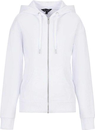 A|X Armani Exchange Hoodie mit durchgehendem Rei&szlig;verschluss f&uuml;r Damen (Wei&szlig;)