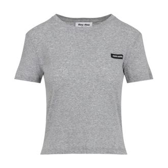Miu Miu Cotton T-shirt - - Tops - Damen - Grau - L