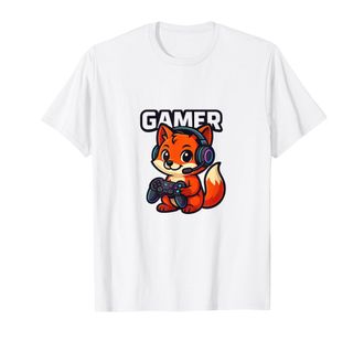 Hello Kitty Gamer Fuchs Cartoon Kawaii Controller Headset Anime Stil T-Shirt