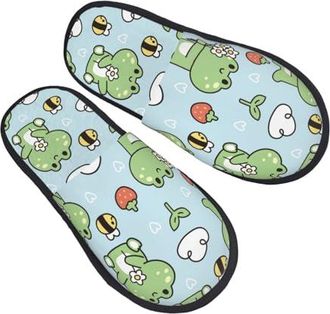 Generic Pantoufles De Maison Grenouille &Agrave; Fleurs Mignonne Peluche Fourrure Pantoufles Unisexe Chaussons Pour Automne Chambre H&ocirc;tel L