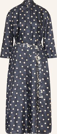 Max Mara Hemdblusenkleid Leva Aus Seide Mit 3/4-Arm blau