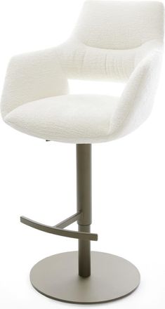 DELIFE Barstuhl Yago-Flex Boucl&eacute; Soft Beige Drehfu&szlig; h&ouml;henverstellbar Metall Titanfarben Taschenfederkern, Barst&uuml;hle