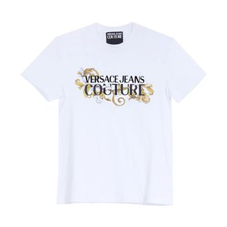 Versace Jeans Couture Homme, Tops, Blanc, Taille: 2XL T-Shirt Imprimé Logo Baroque