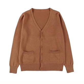 Generic Femmes Col V Solide Tricot Top Cardigan Mode Cardigan Printemps Fin Manches Longues Slim Vestes, camel, Taille XL