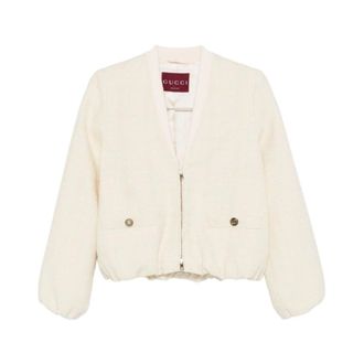 Gucci Check Cotton Tweed Jacket - - Jackets - Damen - Beige - M