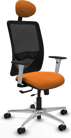 Piqueras y Crespo Telearbeitsstuhl Zulema mit wei&szlig;en und schwarzen Armlehnen, h&ouml;henverstellbarer Lendenwirbelst&uuml;tze und festem Kopfteil, ausgestattet mit Syncro/Traslac