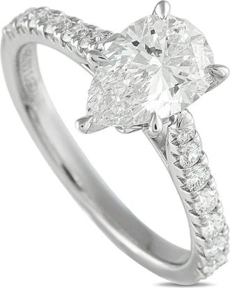 Luxury Bazaar 14kt synthetischer Weißgoldring mit Diamanten - Silber