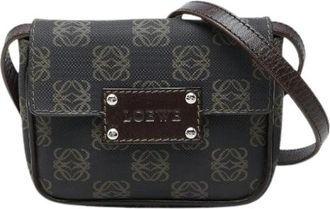 Loewe Sac bandouli&egrave;re Anagram en PVC Pre-owned - Femme - Pre-owned - Brun - Taille: ONE Size