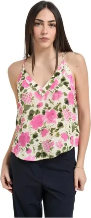 Liu Jo Femme, Tops, Multicolore, Taille: 42 FR Top &agrave; col en V et imprim&eacute; floral